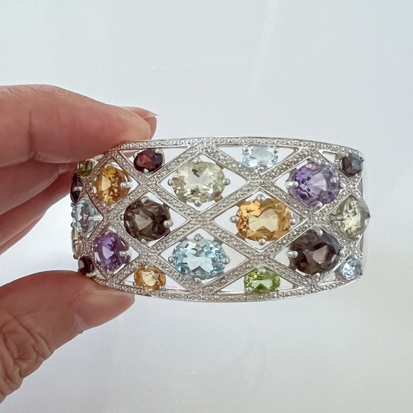 Jewelry | Qvc Multigemstone Silver Cuff | Poshmark
